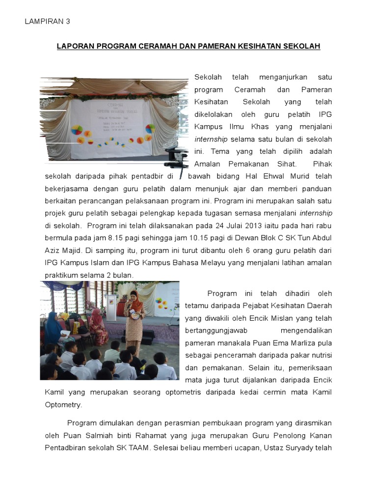Laporan Program Kesihatan Sekolah | PDF
