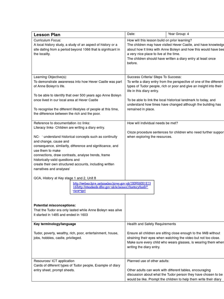 Lesson Plan: Potential Misconceptions | PDF | House Of Tudor | Anne Boleyn