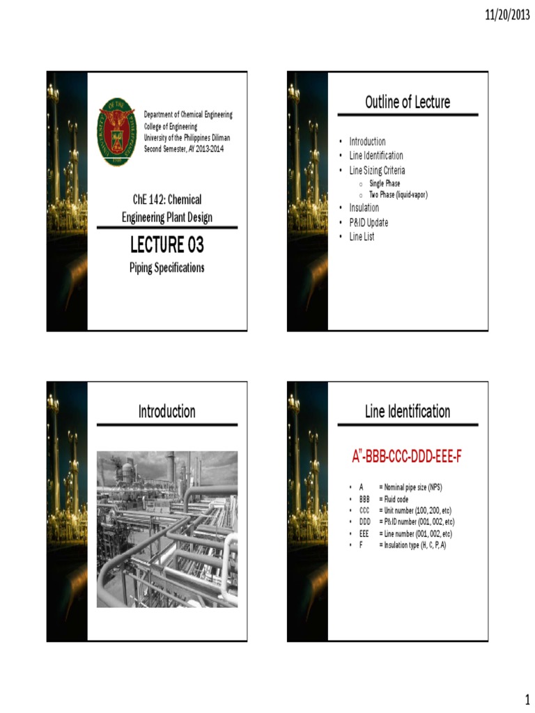 Outline of Lecture: Che 142: Chemical Engineering Plant Design | PDF ...