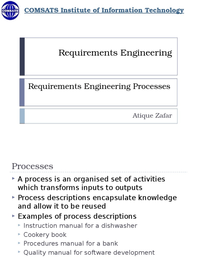 Requirements Engineering Processes | PDF | Library (Computing) | Input ...