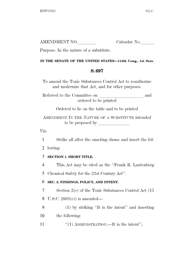 The Frank R. Lautenberg Chemical Safety for the 21st Century Act ...