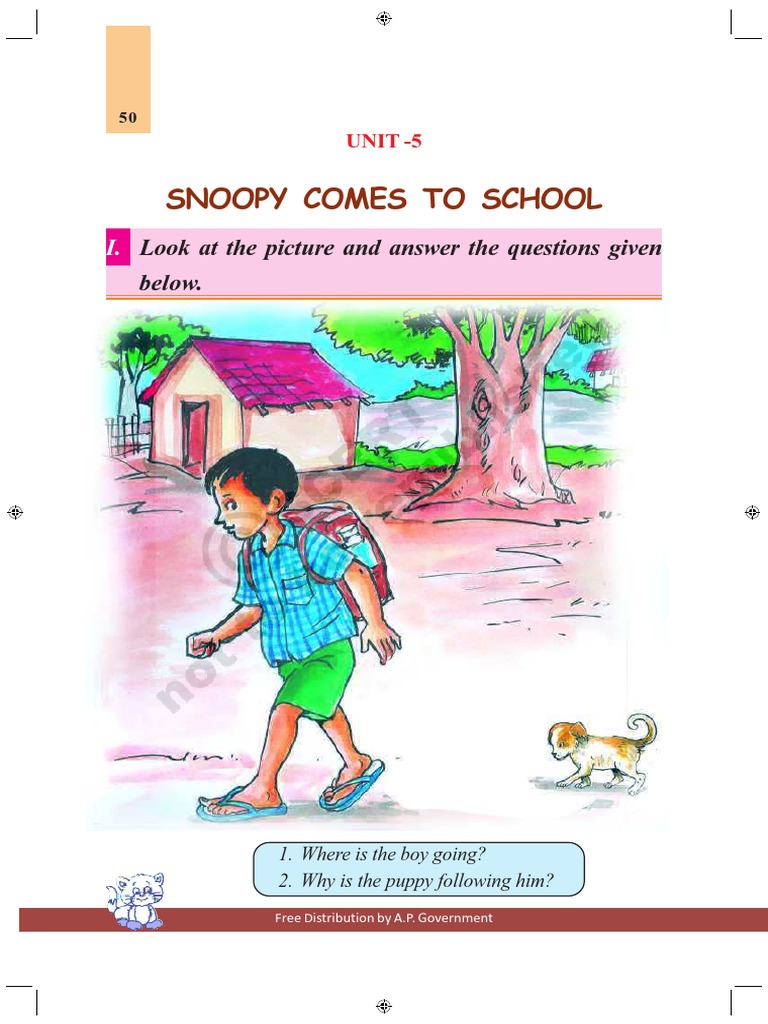 Snoopy Comes To School: Look at The Picture and Answer The Questions ...