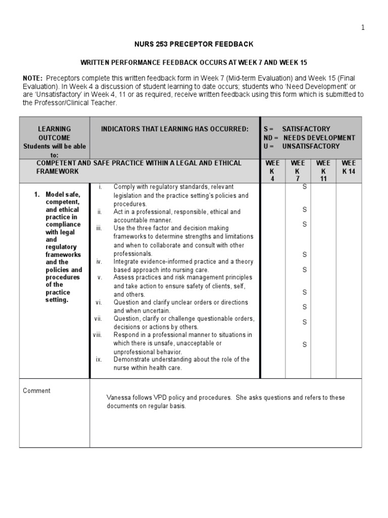 Preceptor Evaluation Form Docx Complete | PDF | Health Care | Critical ...