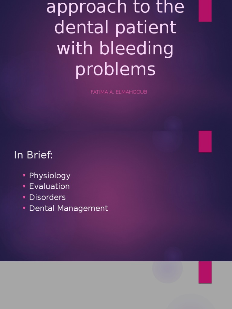Approach To The Dental Patient With Haematologic Disease | PDF | Bleeding | Coagulation