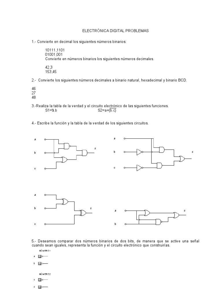 Ejercicios Circuitos Digitales | PDF | Decimal codificado en binario ...