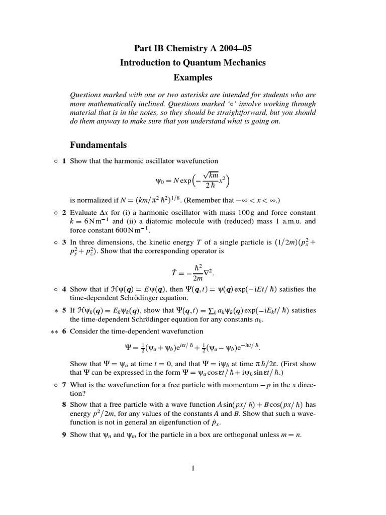 Examples Quantum Chemistry | PDF | Wave Function | Molecular Orbital