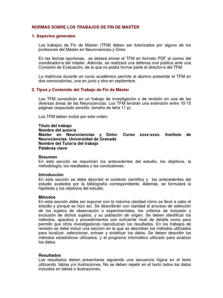 Normas y Ejemplos de TFM | PDF | Psicosis | Memoria