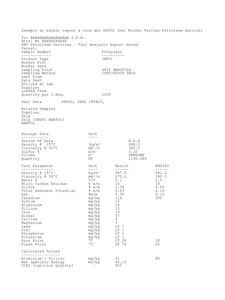 Example of Bunker Report | PDF