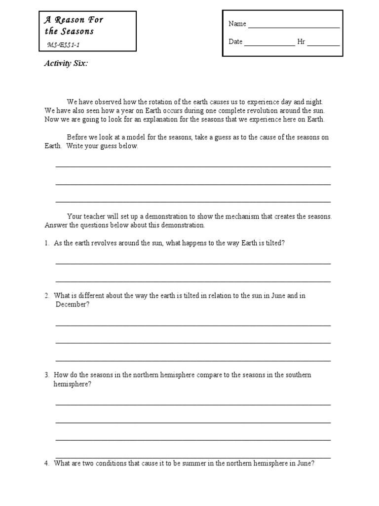 Ou A Reason For The Seasons | PDF