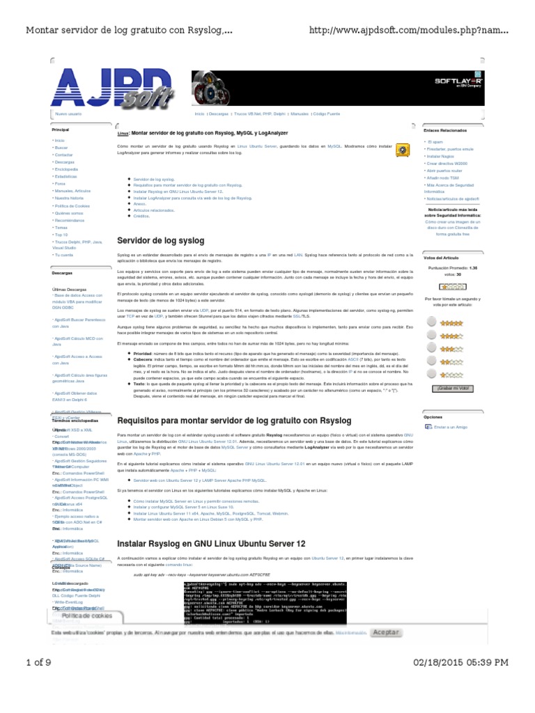 Montar Servidor Log Rsyslog Ubuntu | PDF | Datos de computadora | Informática