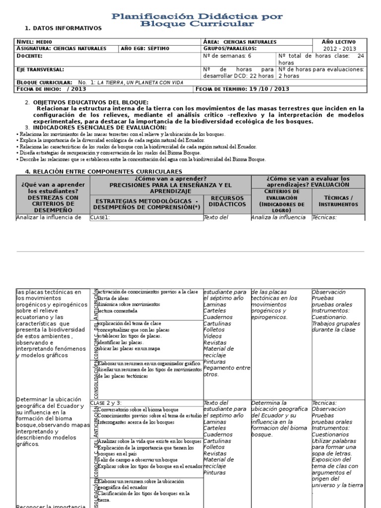 BLOQ. Septimo CCNN | PDF | Biodiversidad | Aprendizaje
