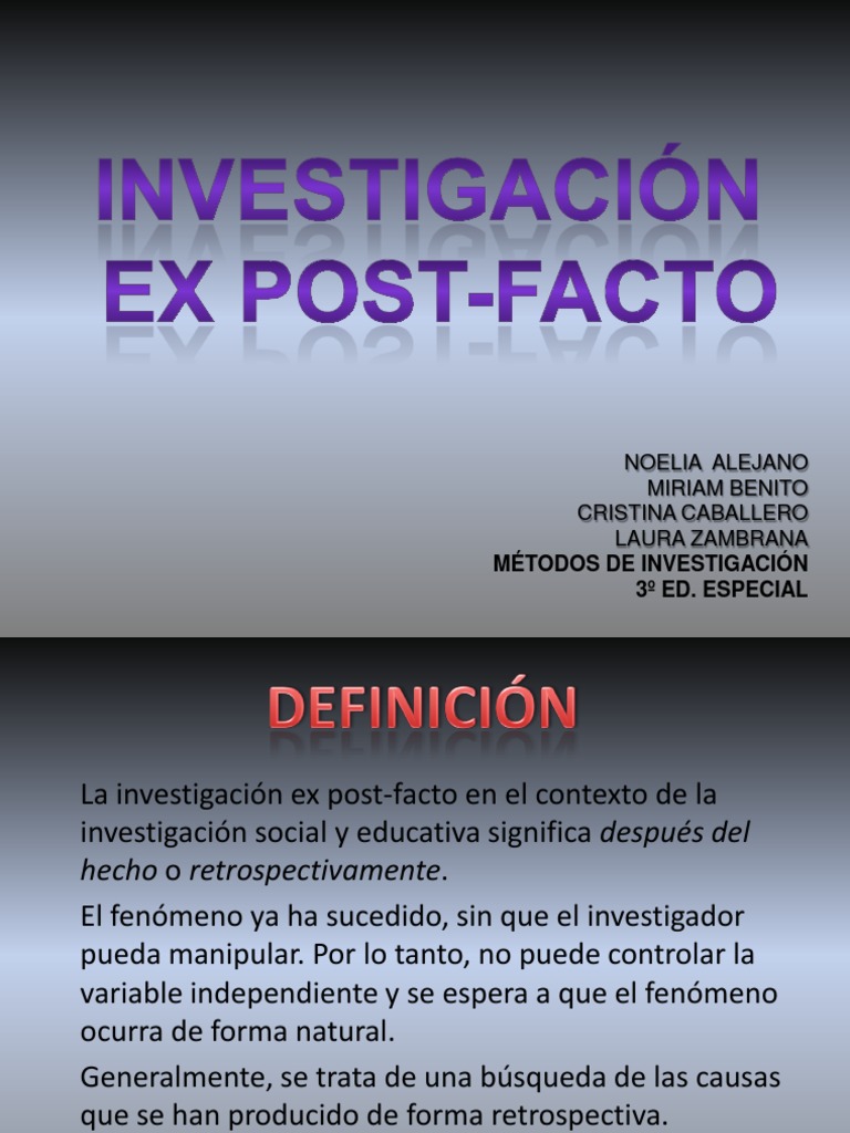 Ex Post Facto | PDF | Método científico | Science
