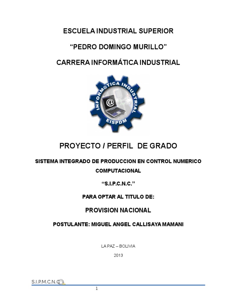 Perfil Proyecto de Grado | PDF | Control numerico | Software