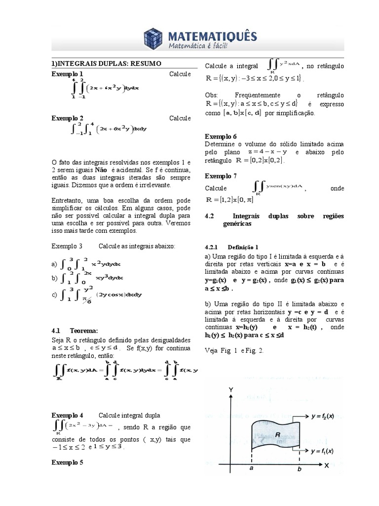 7 Lista - Revisão de Integrais Múltiplas | PDF | Integrante | Cálculo