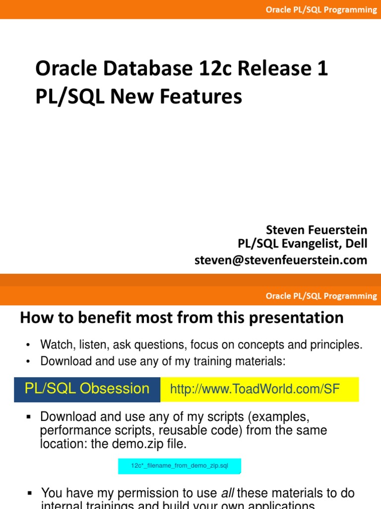 Oracle Database 12c New Features | PDF | Pl/Sql | Subroutine
