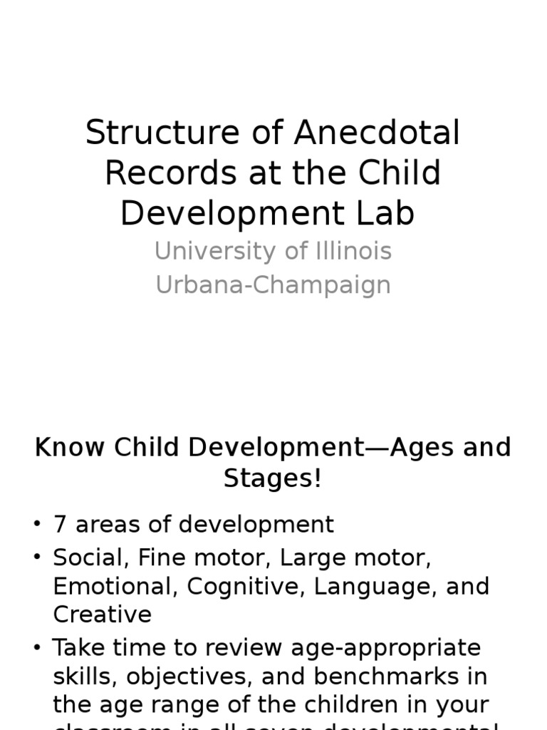 Structure of Anecdotal Records at The Early Child Development Lab | PDF ...