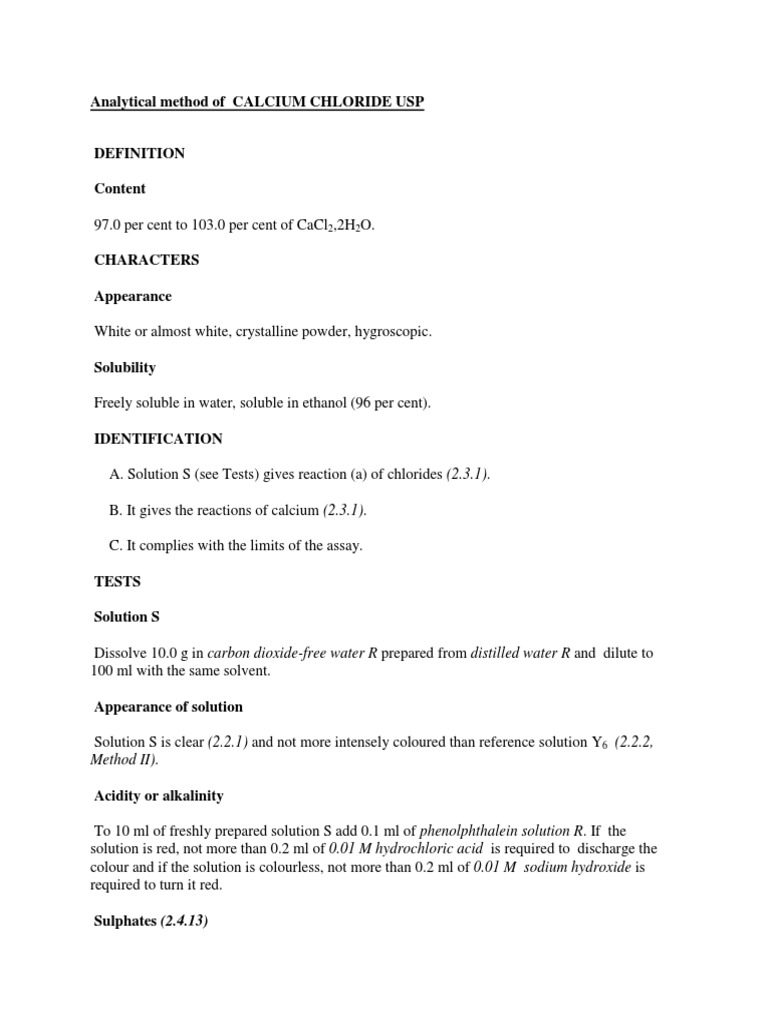 Calcium Chloride | PDF | Solubility | Solution
