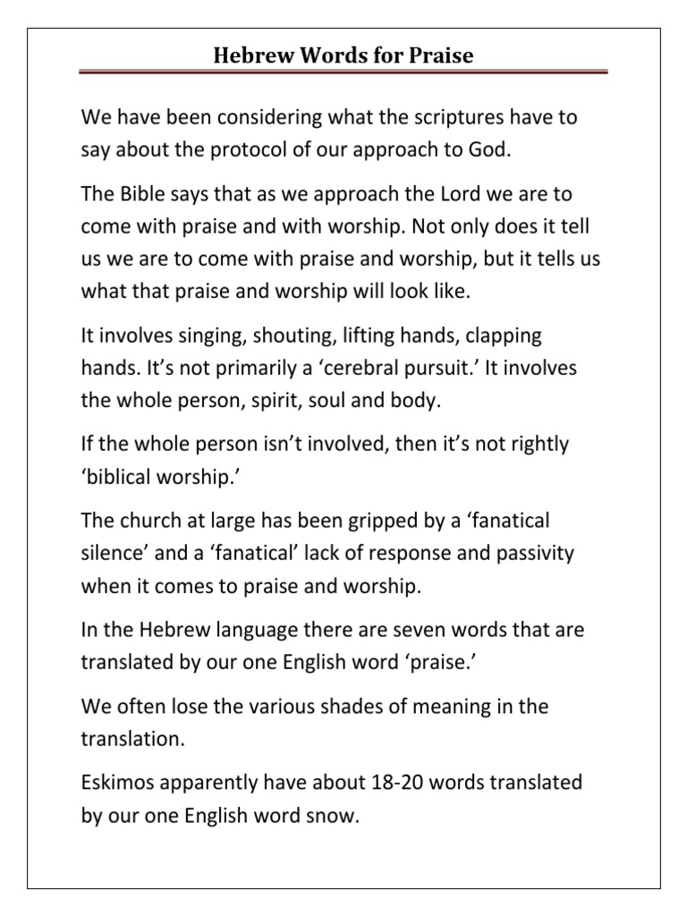 Hebrew Words for Praise | Dances | Bible