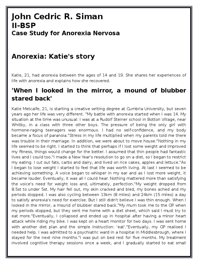 Katie's Story: A Case Study of Recovery from Anorexia Nervosa through ...