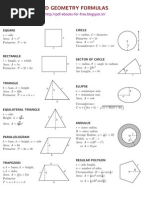 Mensuration Formula Sheet | PDF | Area | Sphere