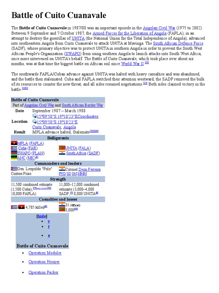 Battle of Cuito Cuanavale | PDF | Warfare | Cold War
