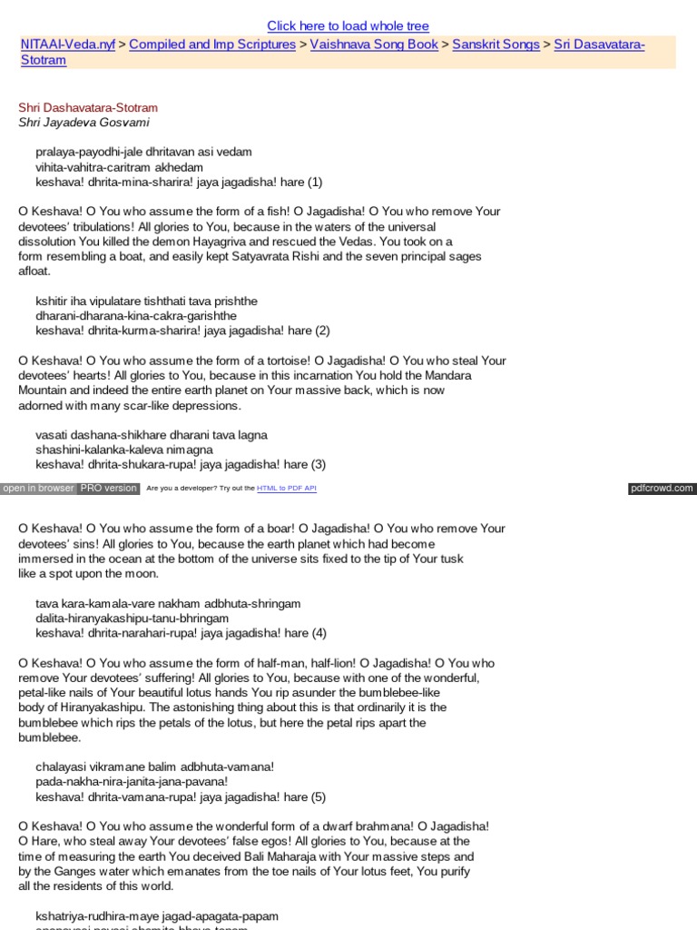 Dashavatar Stotram Nitaaiveda - Com | PDF | Theistic Indian Philosophy ...