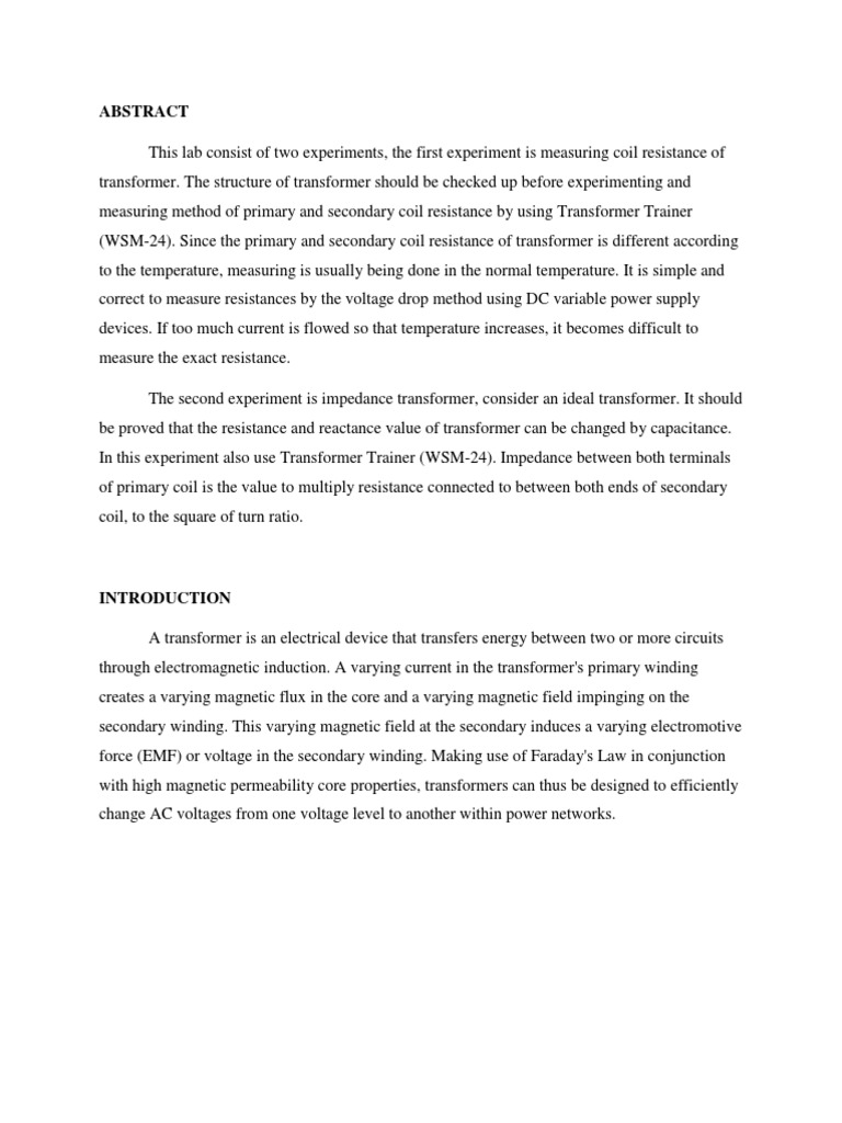 Measure Coil Resistance and Impedance of Transformer | PDF ...