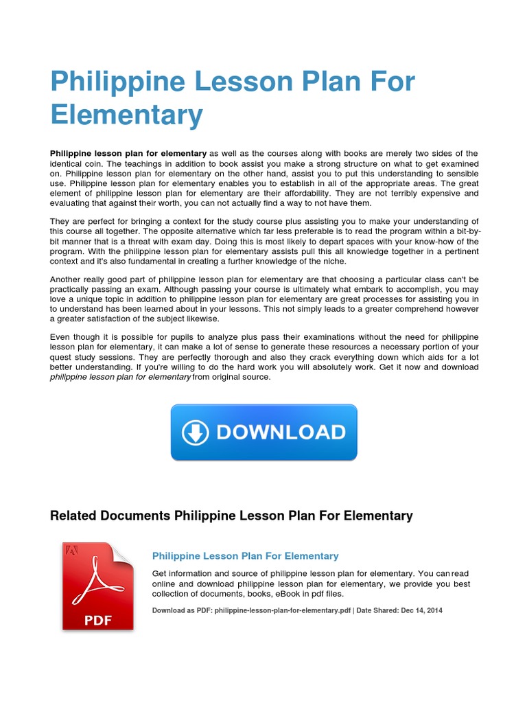 Philippine Lesson Plan For Elementary | PDF | E Books | Amazon Kindle