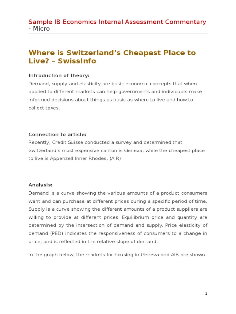 Sample IB Economics Internal Assessment Commentary - Micro | PDF ...