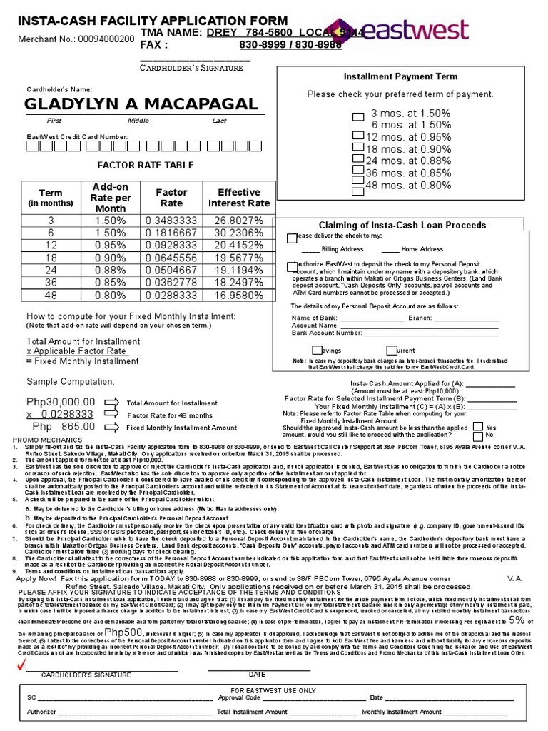 Insta-Cash Form Transactor (00094000200) March 31, 2015 | PDF | Credit ...