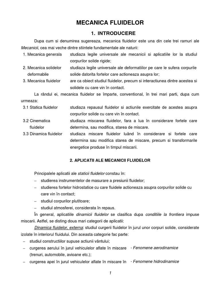 Mecanica Fluidelor | PDF