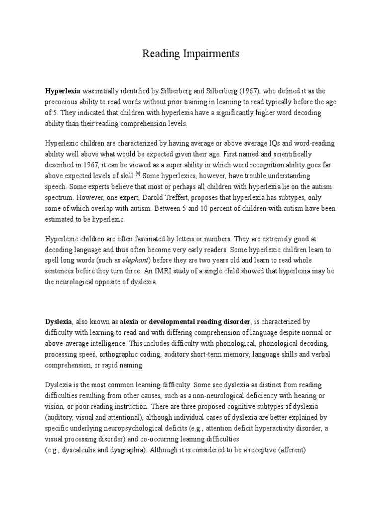Understanding Reading Impairments | PDF | Dyslexia | Mental Processes