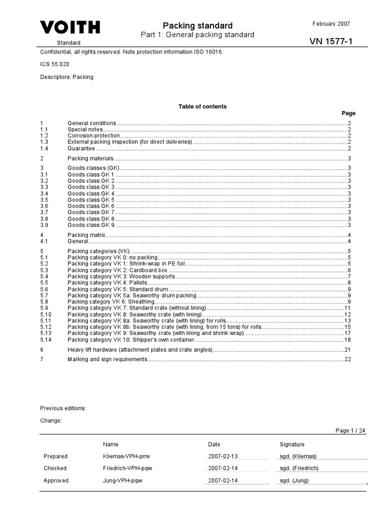VN 1577-1 - Packing Standard | PDF | Pallet | Packaging And Labeling