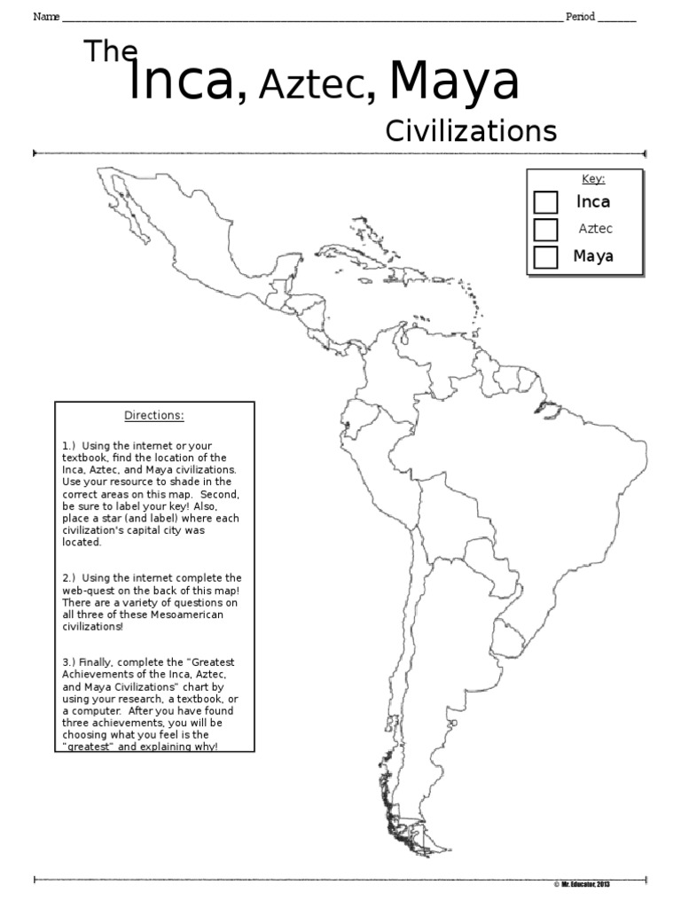 Aztecs And Mayans Map