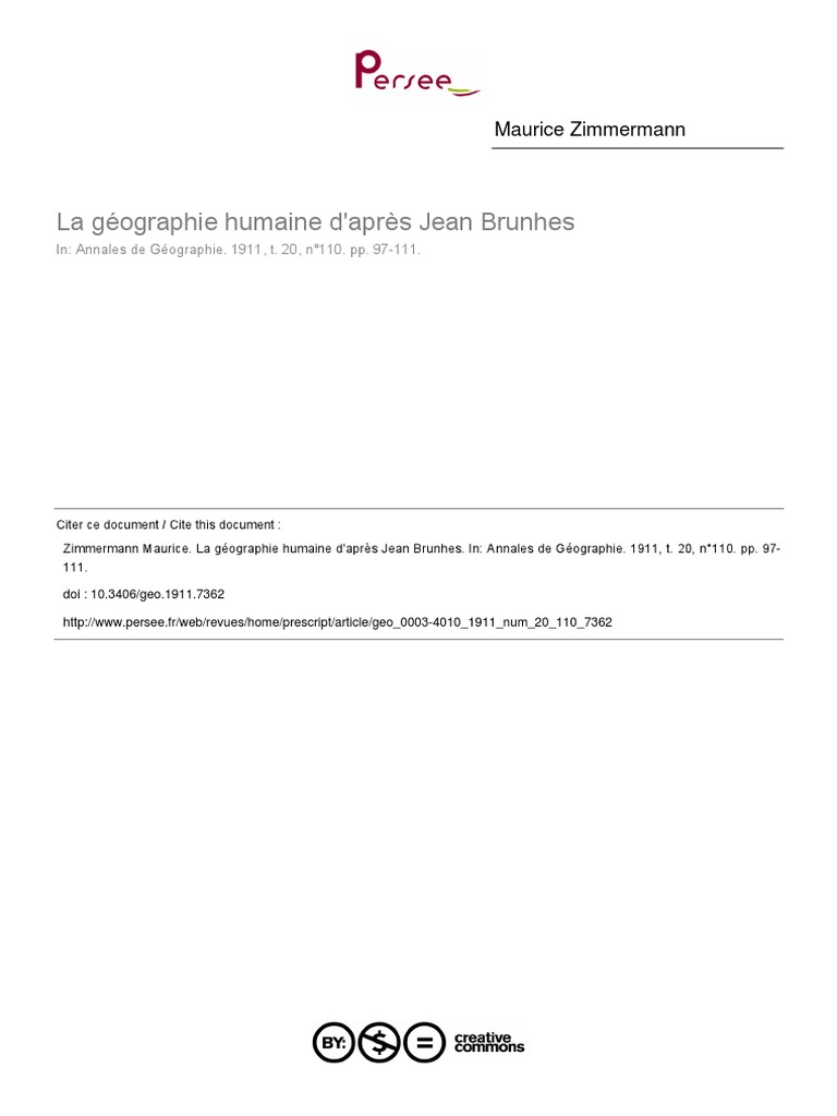 La Géographie Humaine D'après Jean Brunhes | PDF | Géographie | Race ...