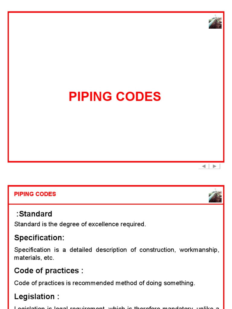 Piping Codes | Pipeline Transport | Pipe (Fluid Conveyance)