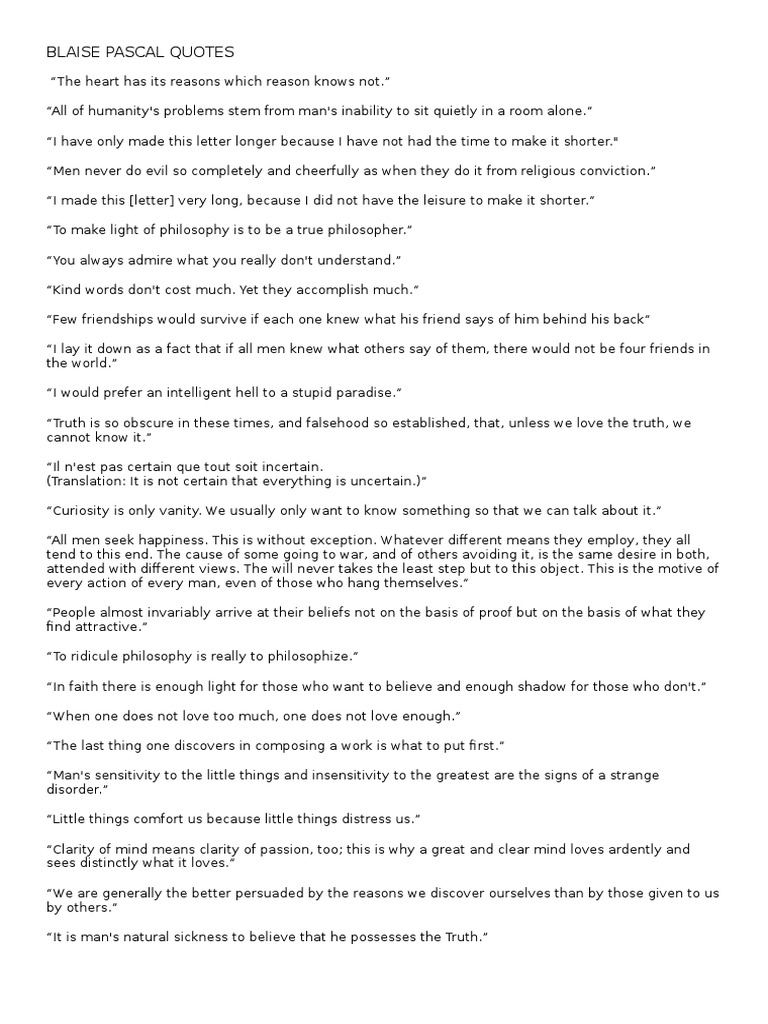 Blaise Pascal Quotes | PDF | Soul | Infinity