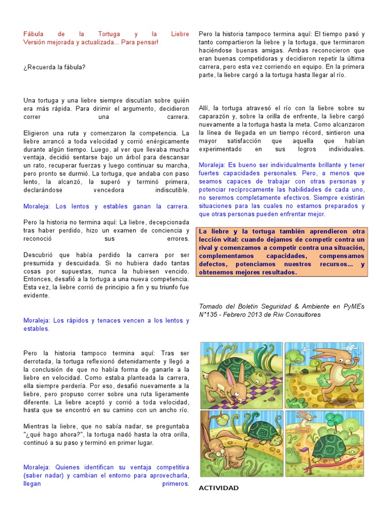Fábula de La Tortuga y La Liebre | PDF | Poesía