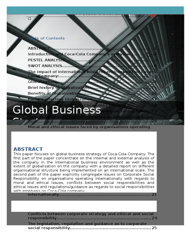 Global Business Strategy of Coca-Cola | PDF | Coca Cola | Globalization