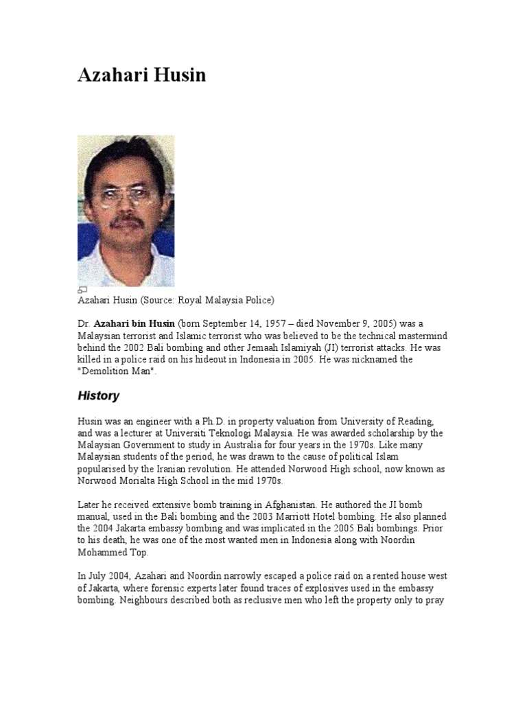 Azahari Husin | PDF | Jihadist Groups | World Politics