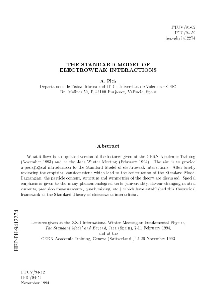 The Standard Model of Electroweak Interactions | PDF | Standard Model | Gauge Theory