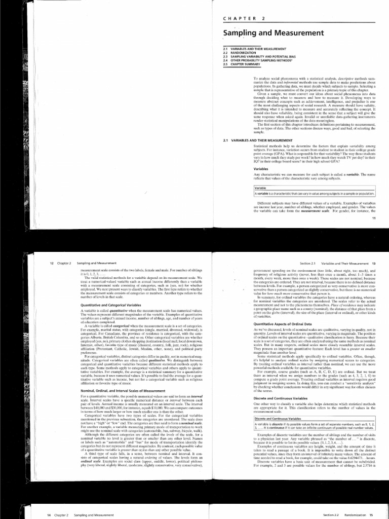 Chapter 2 Sampling and Measurement | PDF | Level Of Measurement ...