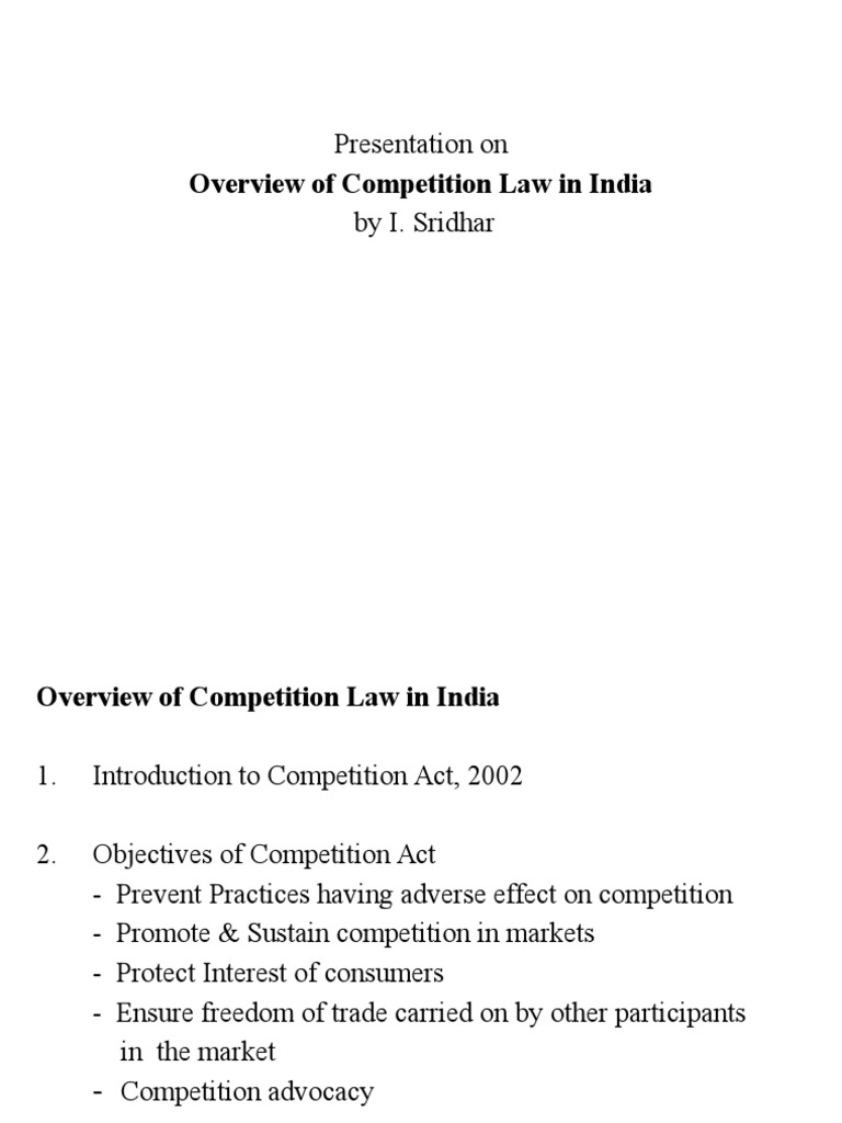 Presentation On Competition Law | PDF | Competition Law | Competition