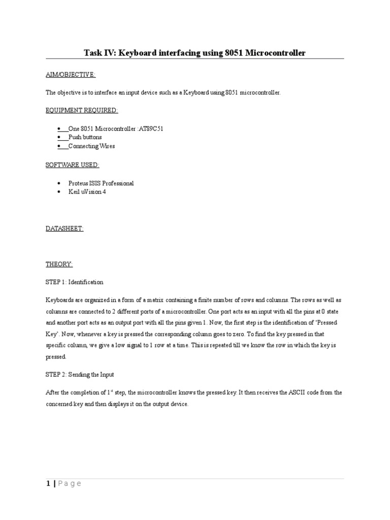 8051 Microcontroller Keyboard Interface | PDF | Computers