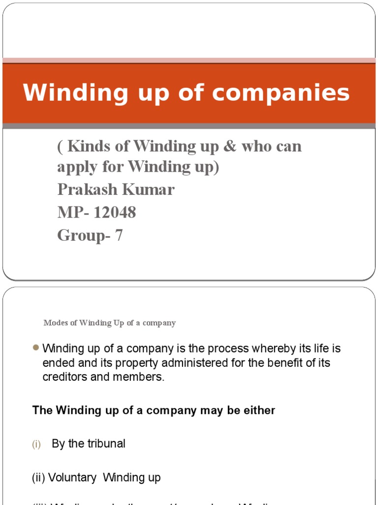 Modes of Company Winding Up Explained | PDF | Liquidation | Civil Law ...