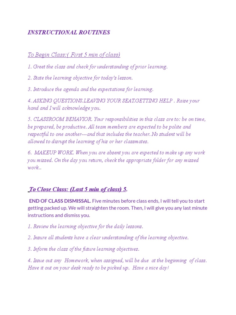 Instructional Routines | PDF