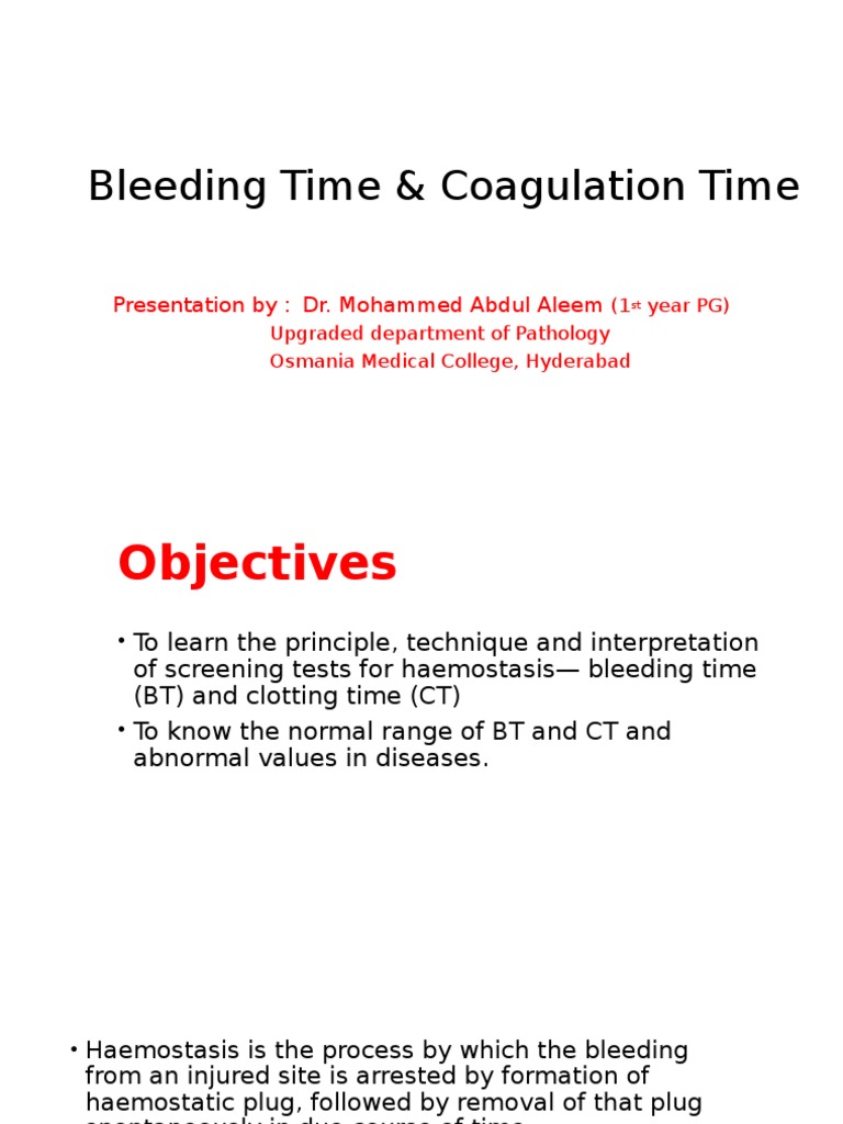 CT BT | PDF | Coagulation | Bleeding