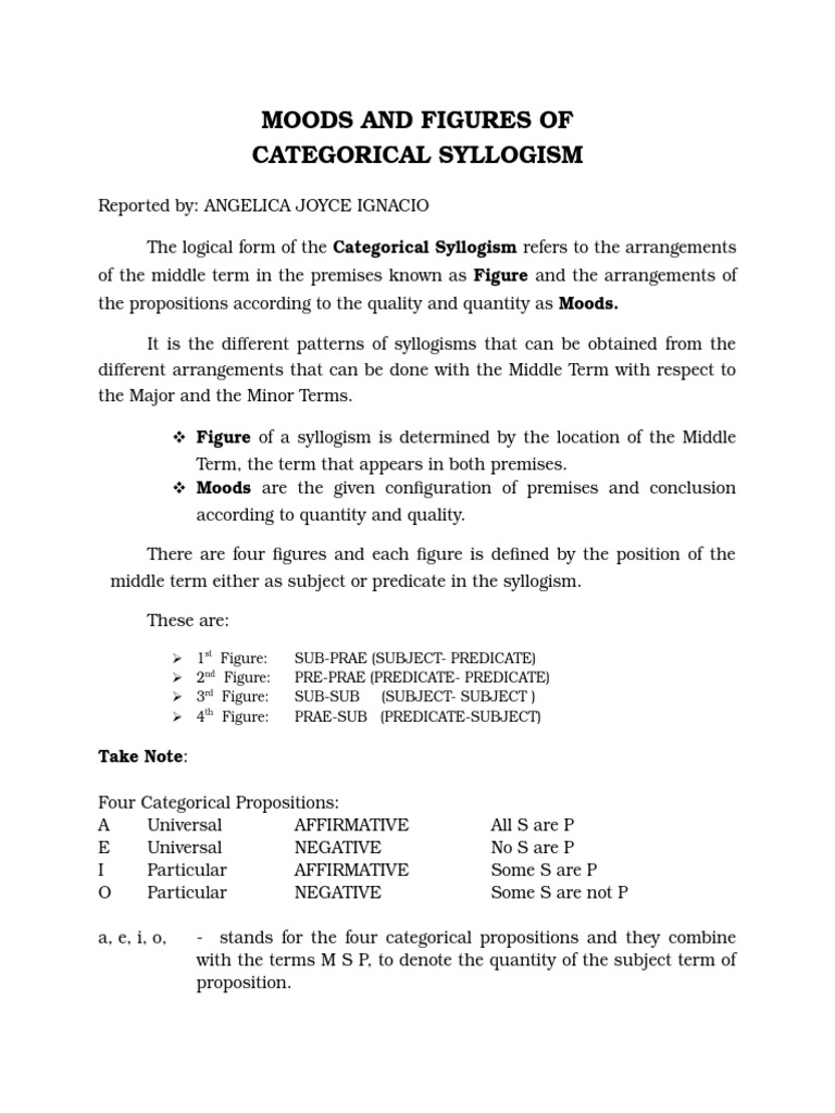 Logic (Moods and Figures) | PDF | Logic | Semantics