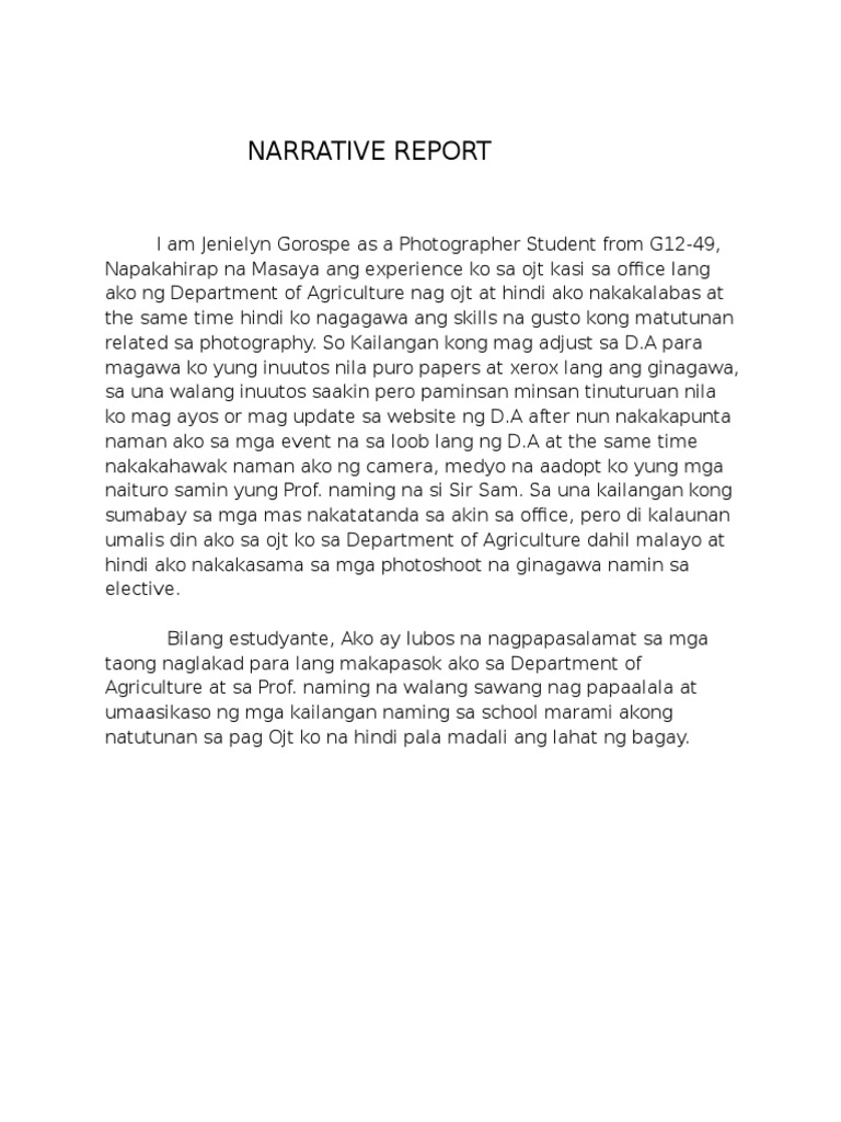 Narrative Report | PDF