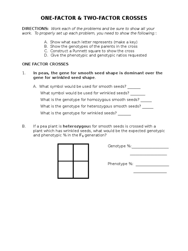 One and Two Factor Crosses | PDF | Genotype | Dominance (Genetics)